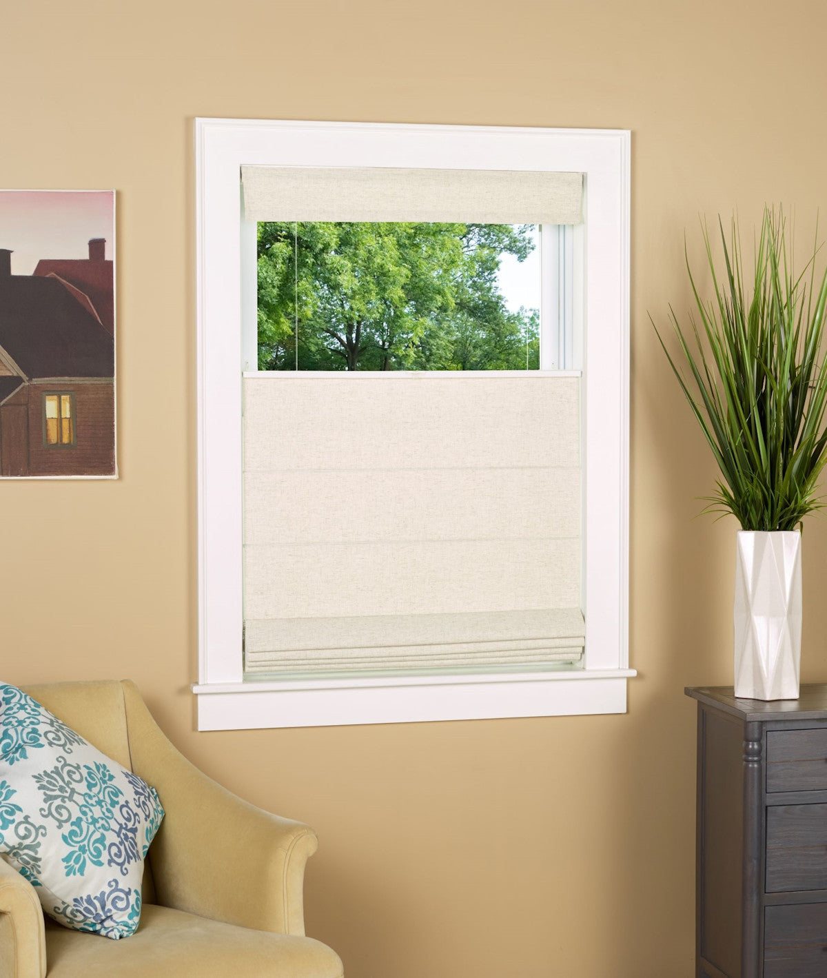 Top Down Bottom Up Insulated Roman Shade Linen