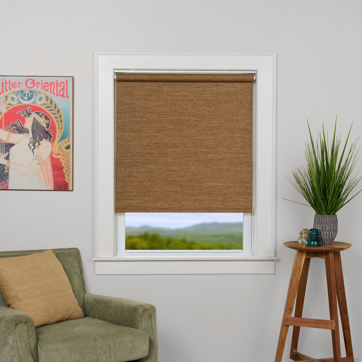 Deluxe Woven Cane Paper Roller Shade - Cocoa