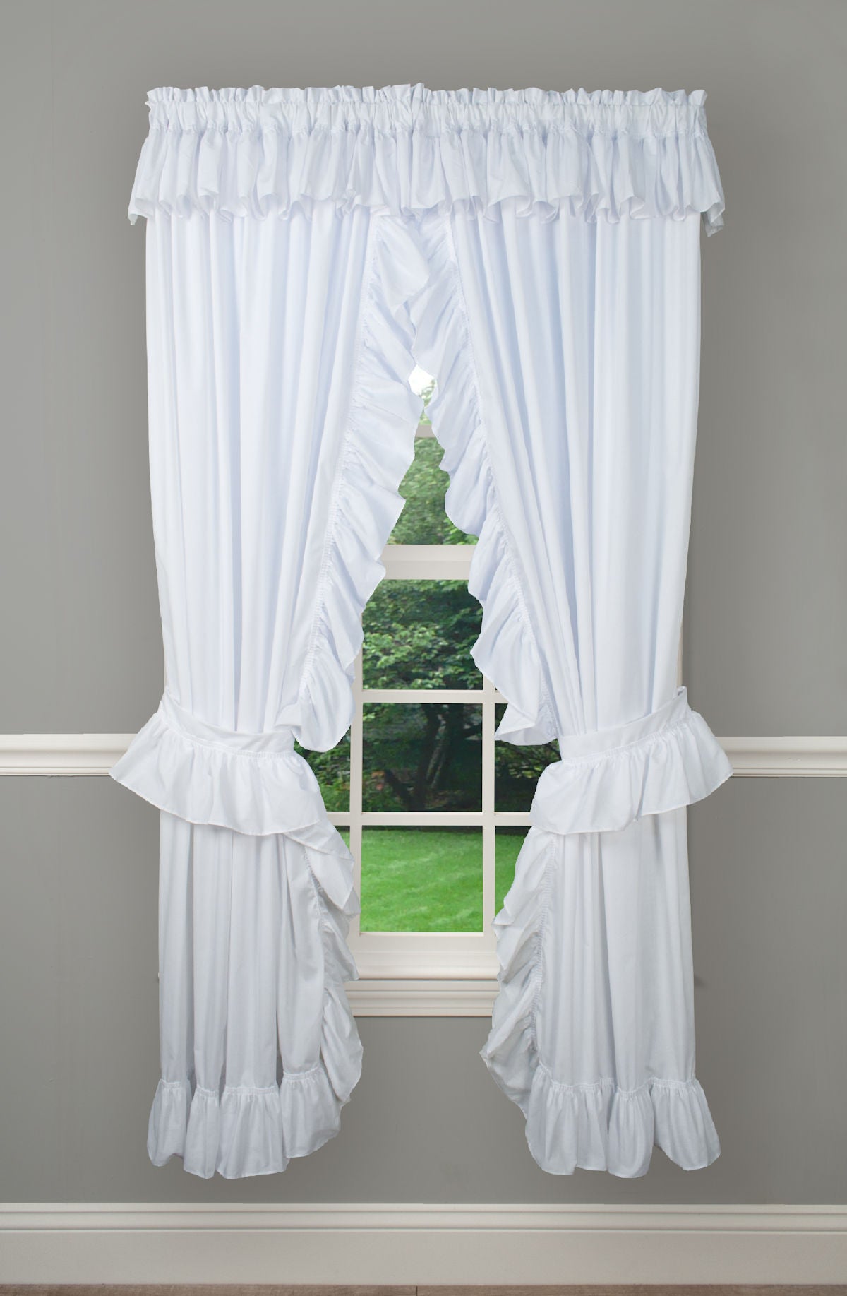 Classic Wide Ruffled Priscilla Pairs With Tiebacks