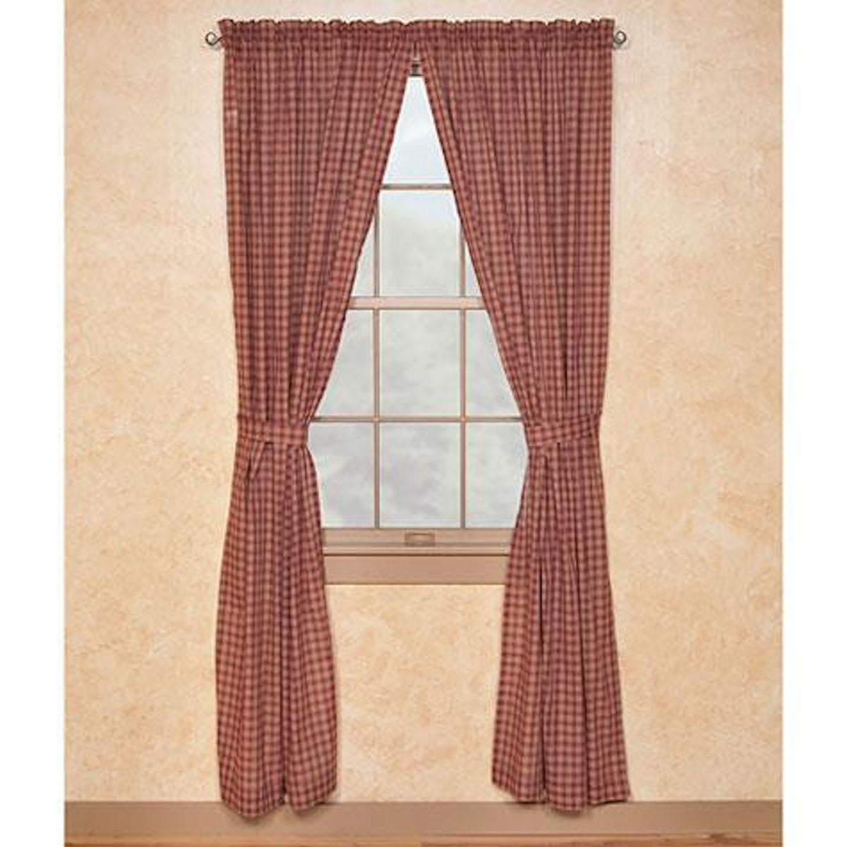 Sturbridge Wine Lined Tailored Pairs with Tiebacks