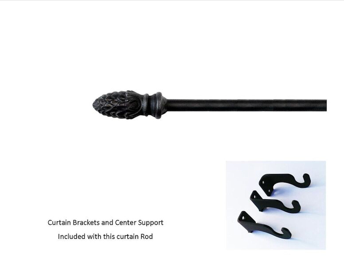 Wrought Iron Curtain Rod With Pineapple Finial